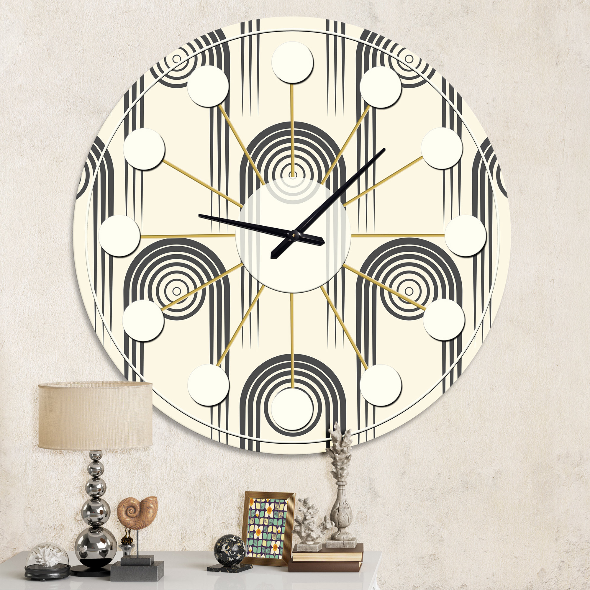 East Urban Home Retro Curved Minimal Geometric Ornament II - Mid ...