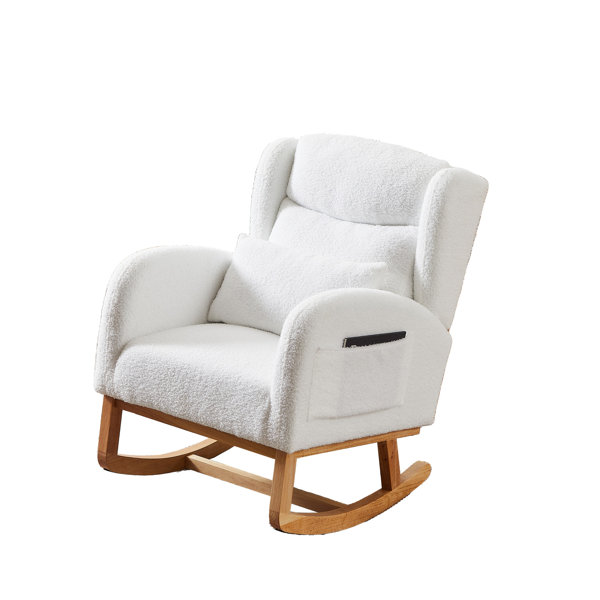 George Oliver Plush Oversized Rocking Chair with High Backrest and Side ...