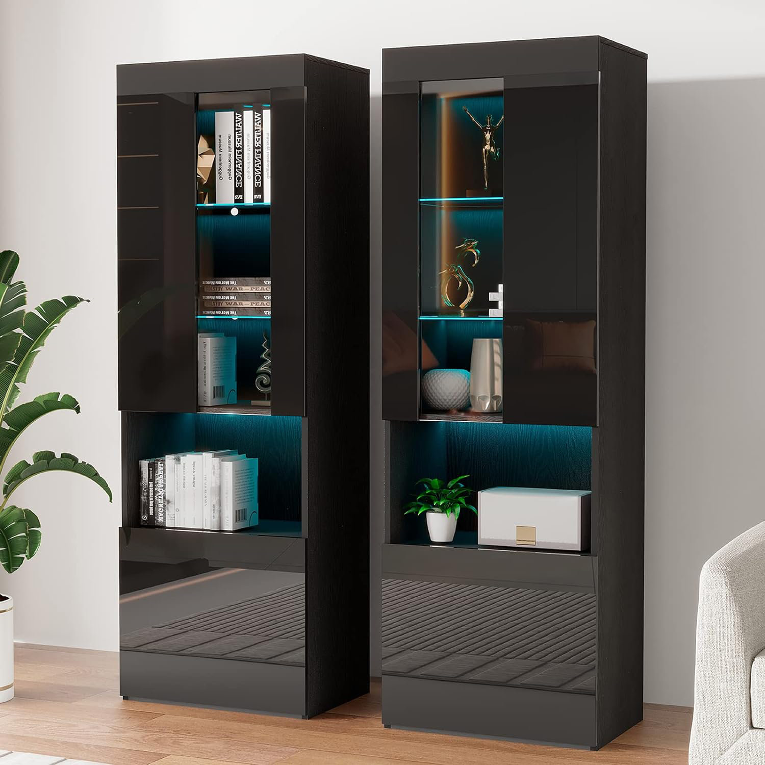 Ivy Bronx Melinde High Gloss Led Standard Bookcase, 71'' H X 23.6'' W ...