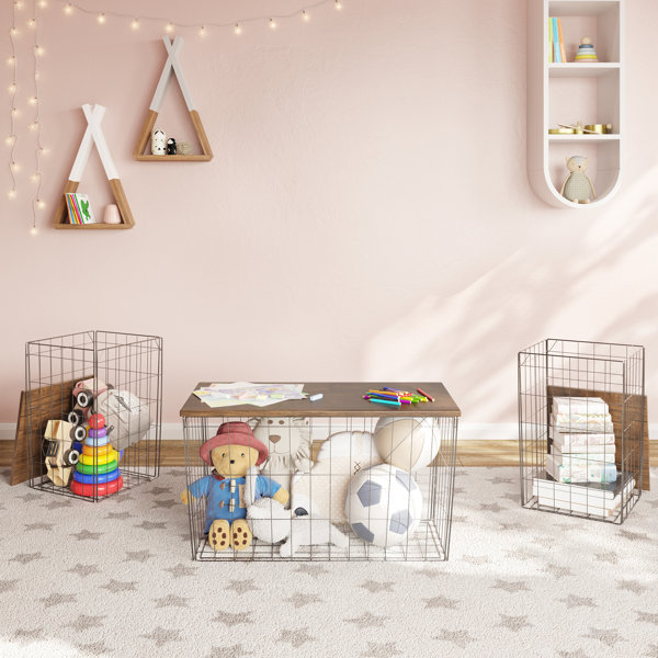 17 Stories 3 Piece Living Room Tables - Metal Basket Storage with ...