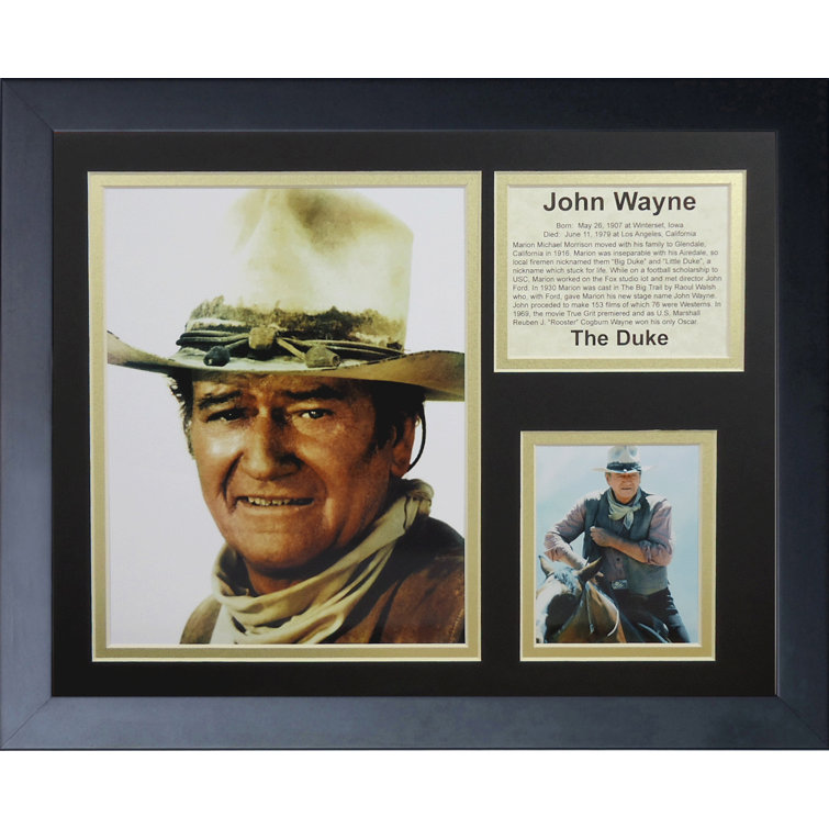 Legends Never Die John Wayne - John Wayne Color Framed Memorabili | Wayfair