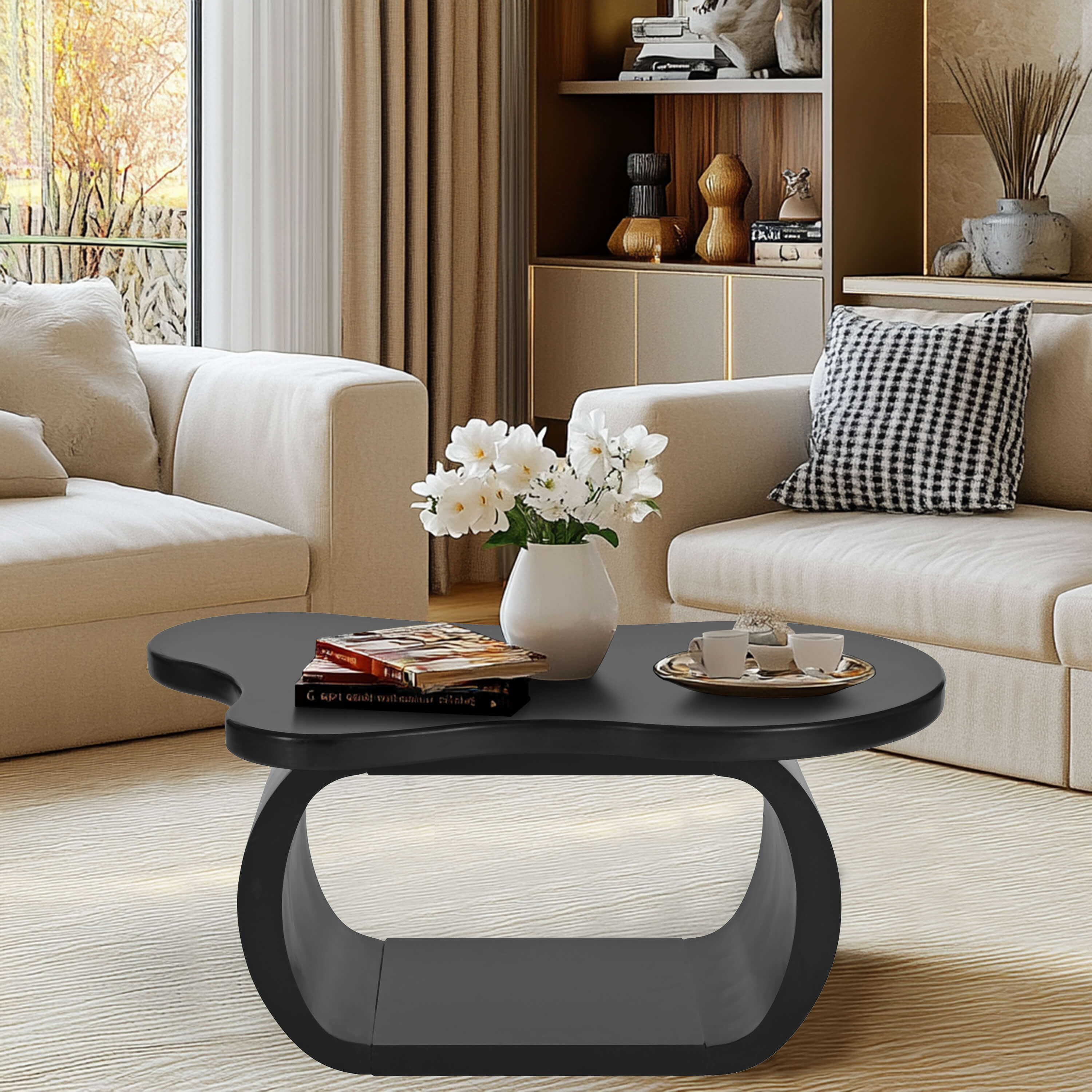 George Oliver Modern Cloud Coffee Table - Cream Irregular End Table ...