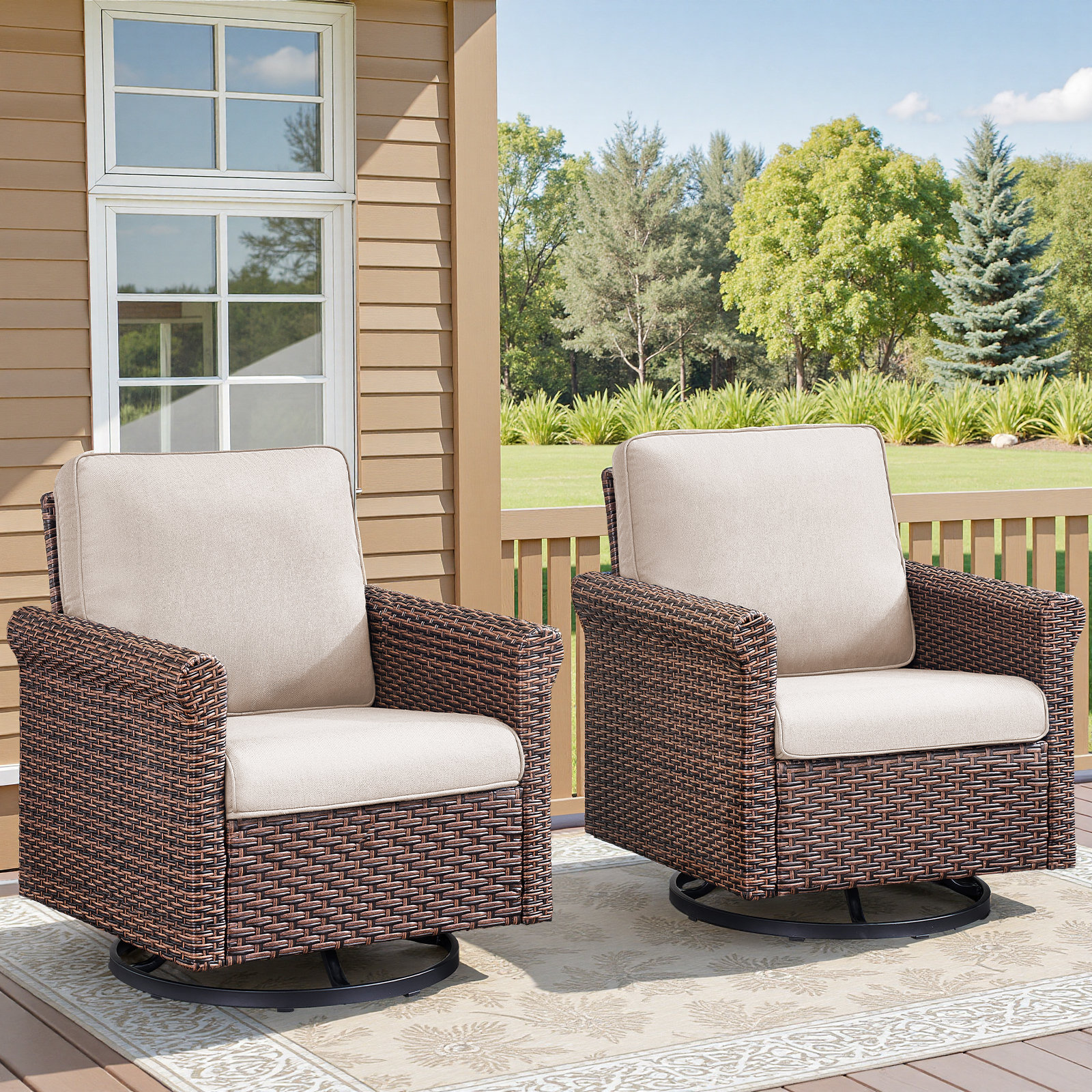 Red Barrel Studio® 2 Pieces Outdoor Patio 360 Degree Swivel Glider ...
