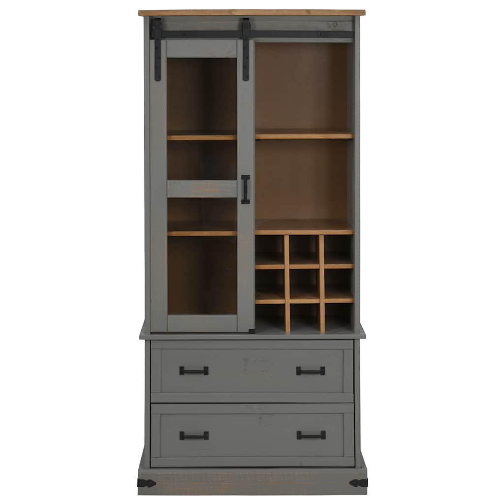 Gracie Oaks Wine Cabinet HALDEN With Wine Racks And Sliding Door Pine ...