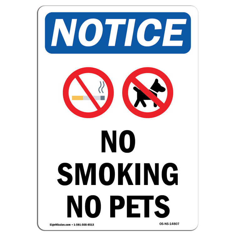 SignMission No Smoking No Pets Sign | Wayfair