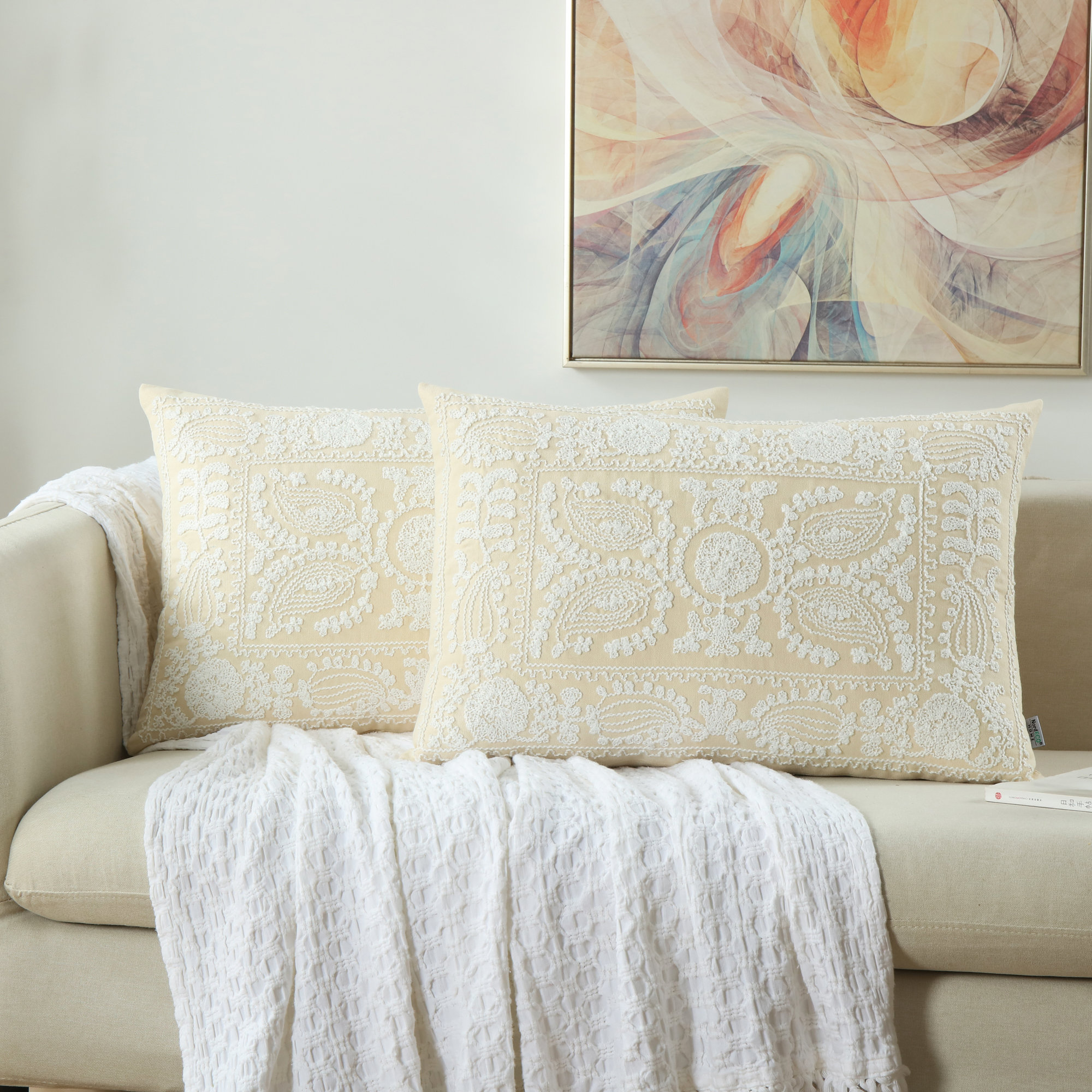 NordECO HOME Embroidery Pillow Cover Embroidered Cotton Pillow Cover ...