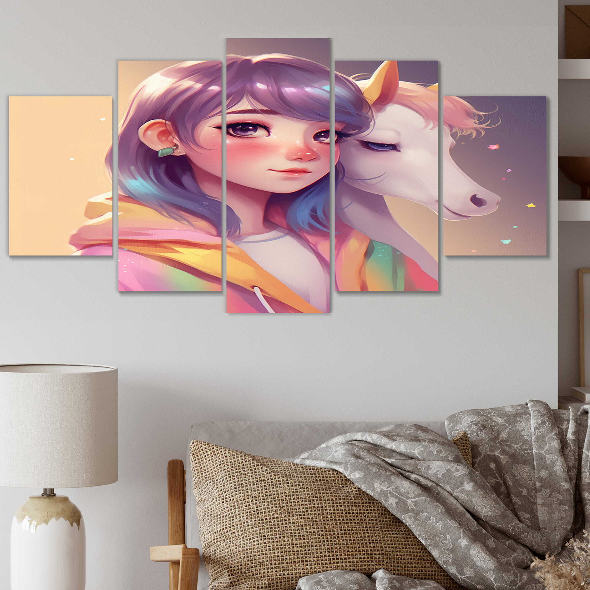 Lark Manor Cute Unicorn Compagnion - Fantasy Unicorn Wall Art Living ...