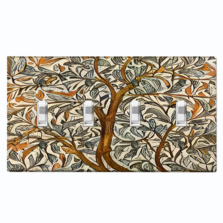 WorldAcc Metal Light Switch Plate Outlet Cover (Autumn Tree Branch ...