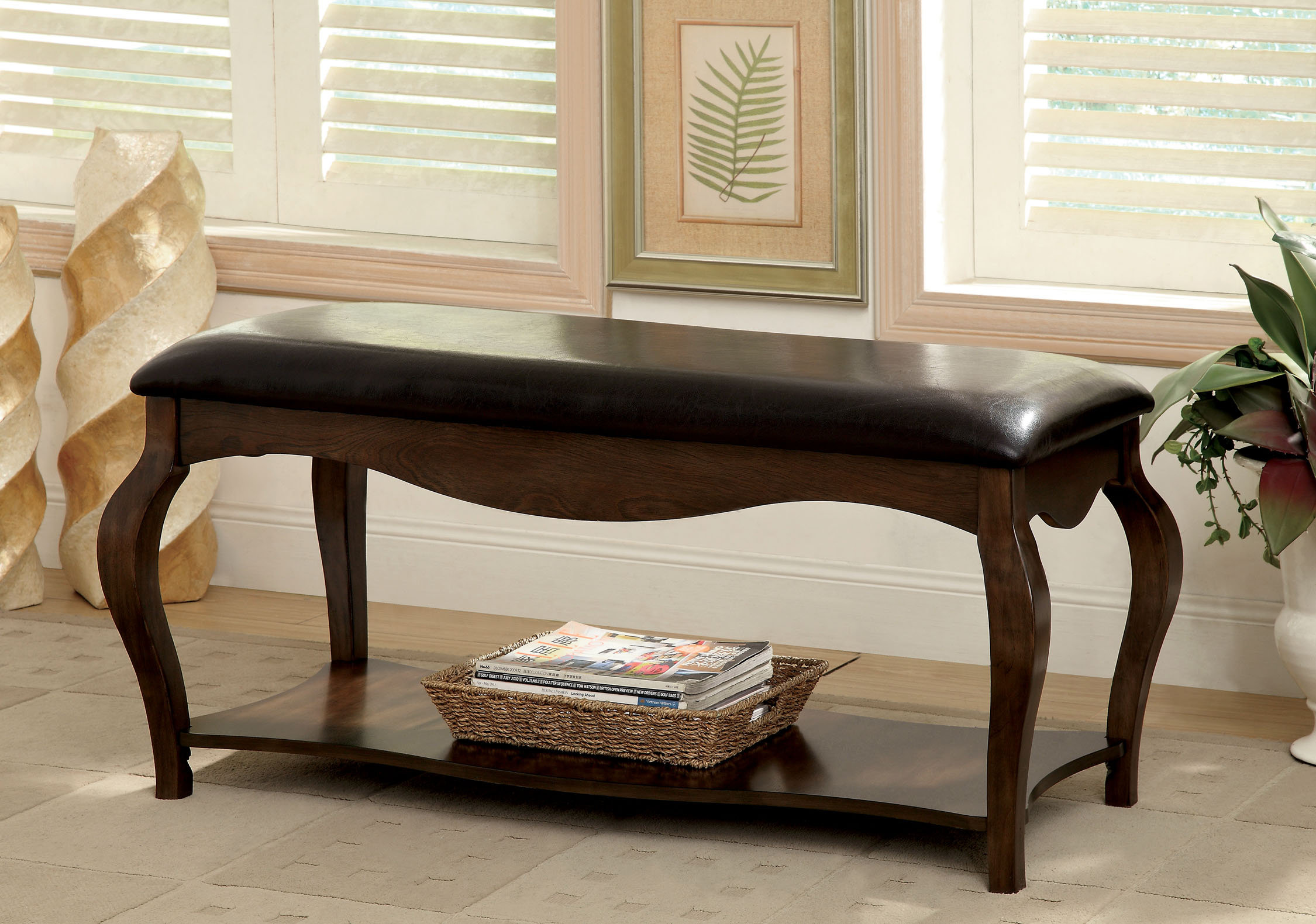 Hokku Designs Faux Leather Office Bench | Wayfair