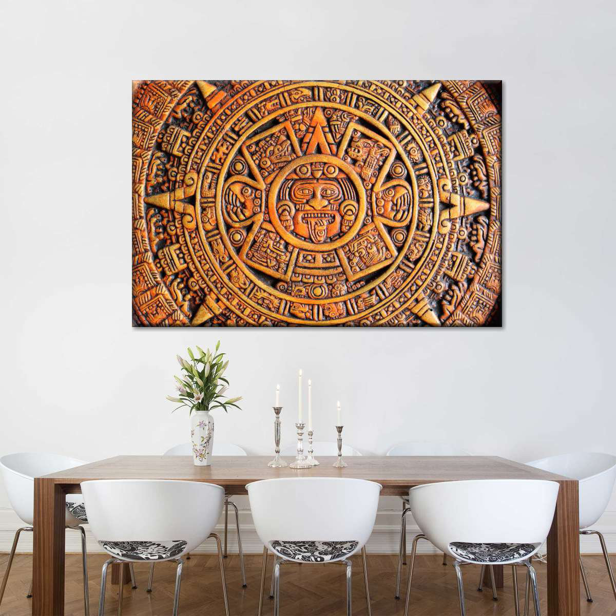 Bungalow Rose Aztec Calendar Canvas Print On Canvas Print | Wayfair