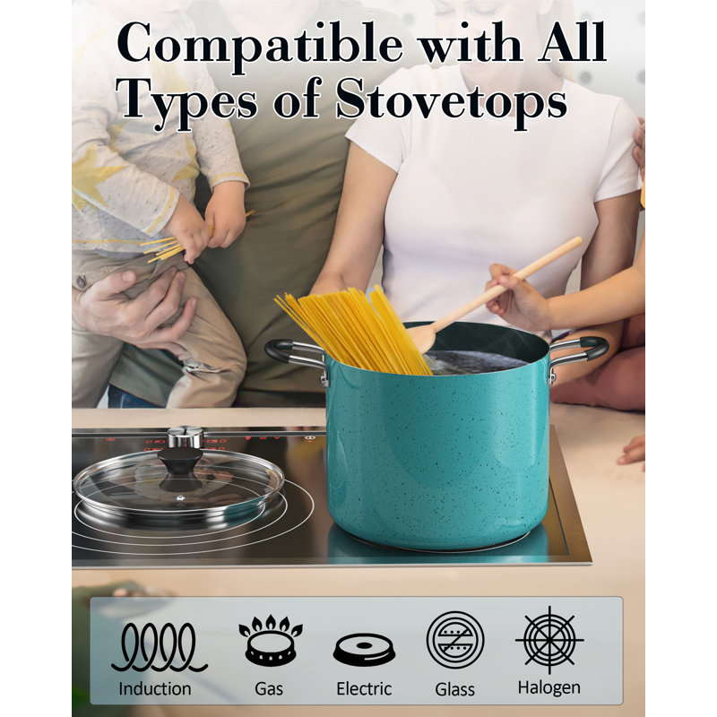 Cook N Home Non-Stick Aluminum Stockpot Cooking Pot with Glass Lid ...