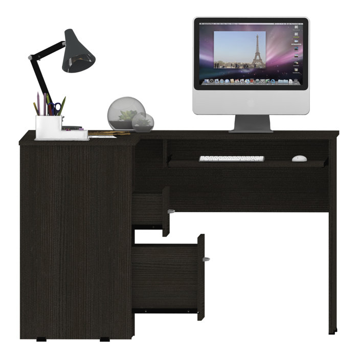 Latitude Run® Raleigh Business Modern L-Shaped Desk w/ Drawers, Shelf ...