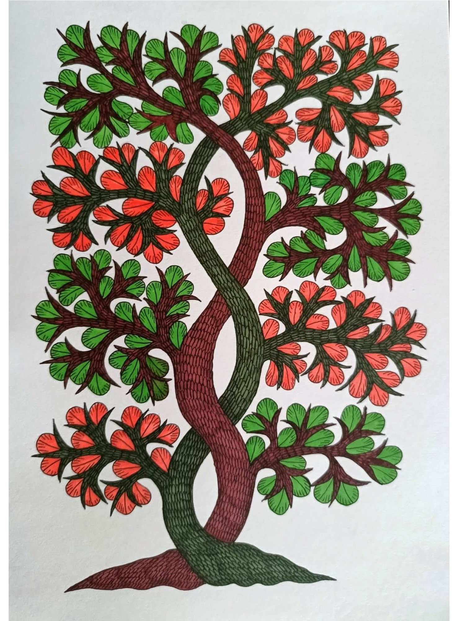 Red Barrel Studio Colourful Tree Of Life - Gond Art | Alcohol Markers ...