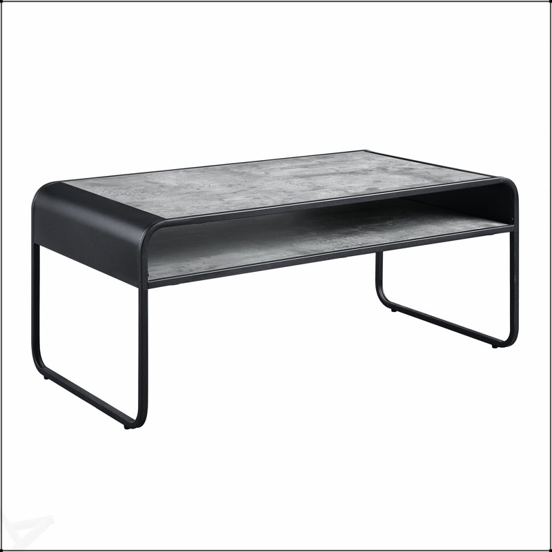 Latitude Run® Raziela Concrete Gray & Black Finish Coffee Table with ...