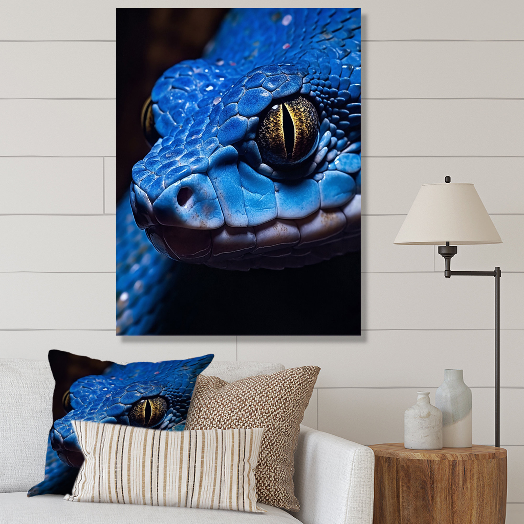 Ebern Designs Portrait Of Blue Viper Snake Wildlife I On Canvas Print ...