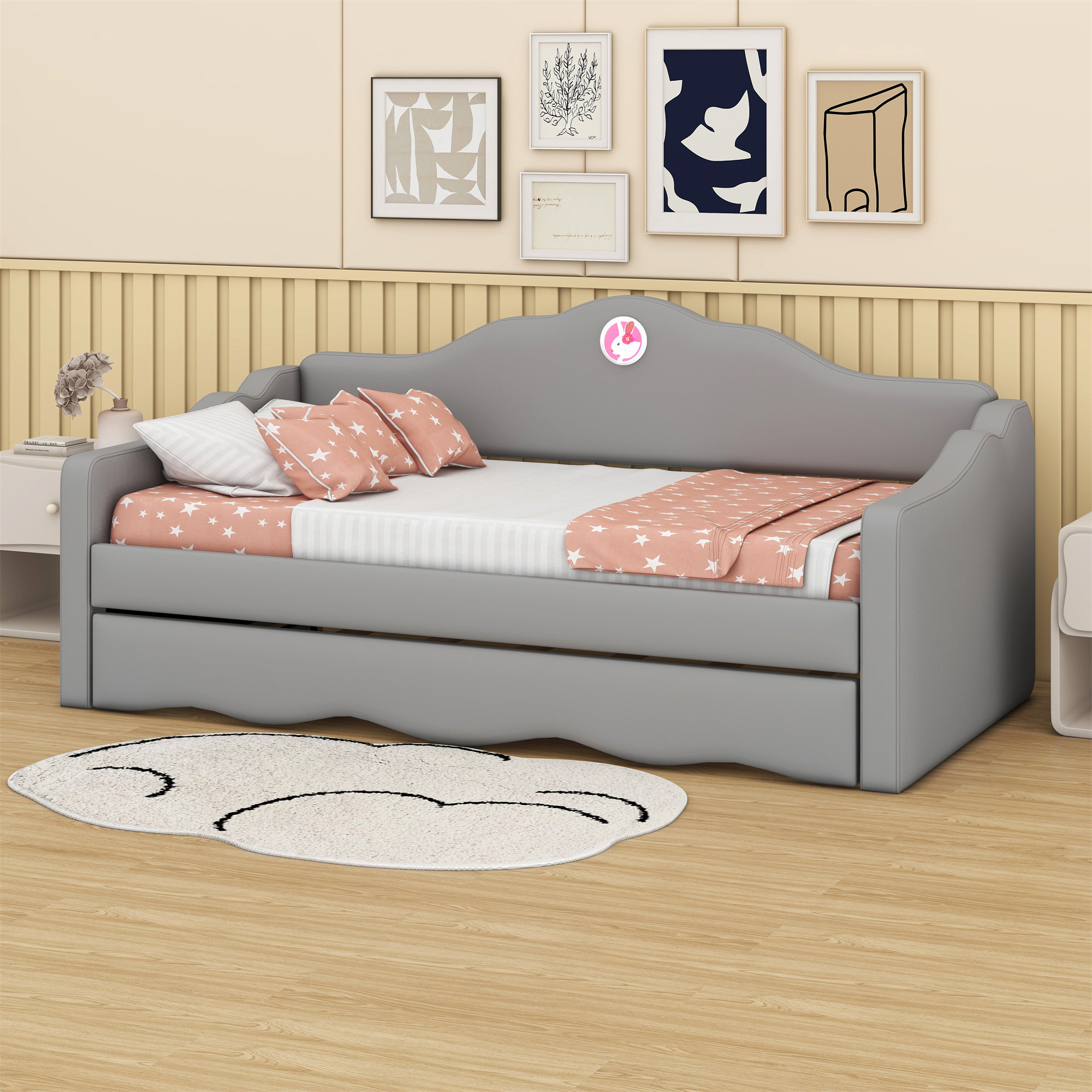 Lark Manor™ Upholstered Daybed With Wave-Shaped Trundle | Wayfair