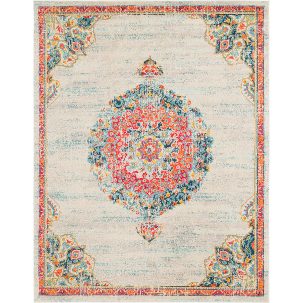 Langley Street Galyean Abstract Ivory/Orange Rug & Reviews | Wayfair