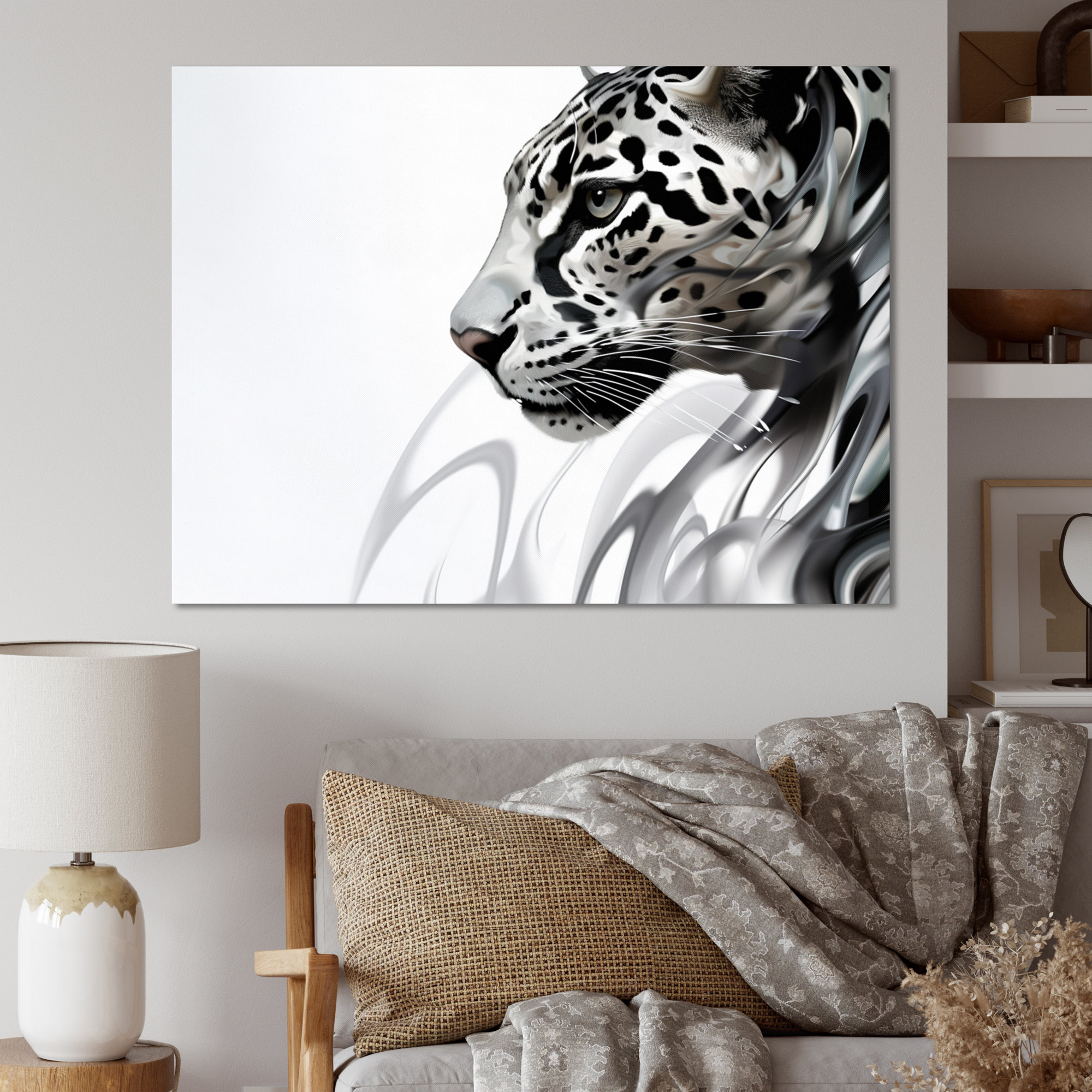 Latitude Run® Grey White Panther Abstract Elegance - Animals Canvas Art ...
