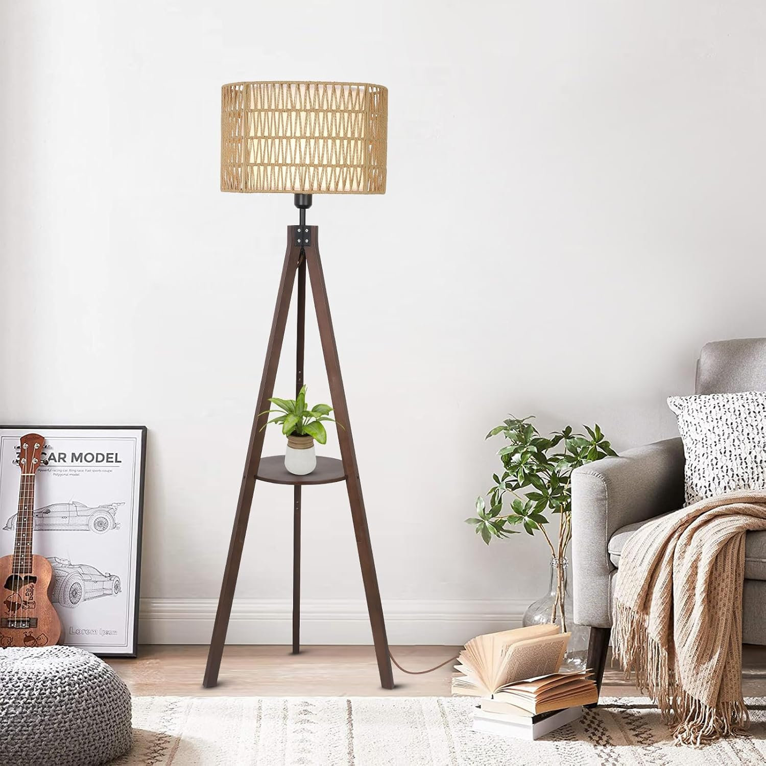 Bayou Breeze Wood Tripod Floor Lamp | Wayfair