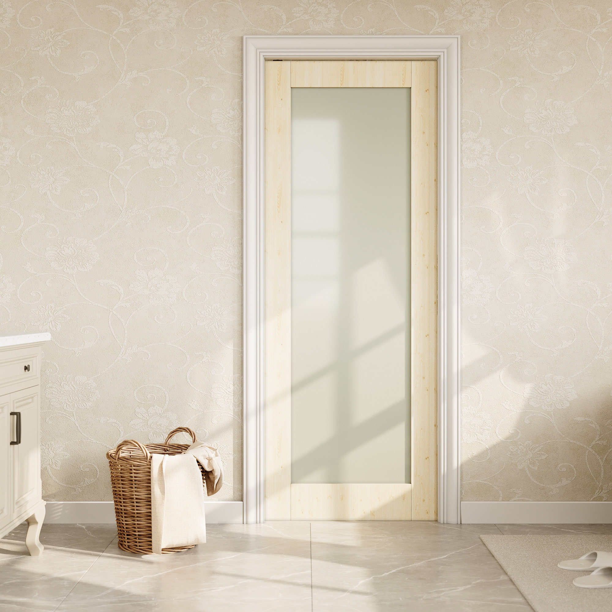 Home Worthy 1-Lite Frosted Pocket Door Pine Solid Core Sliding Pocket ...