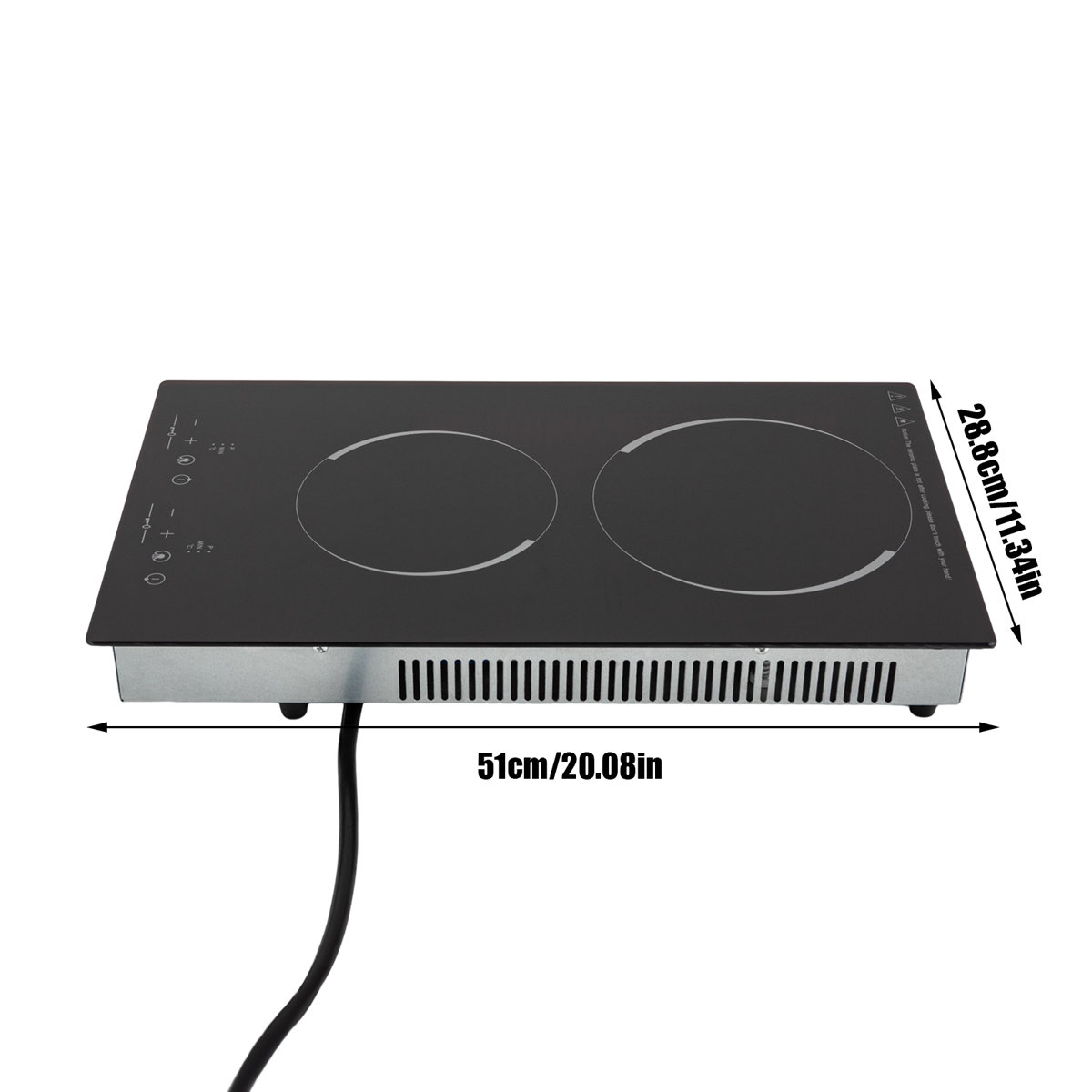OUKANING 1500 Watt Double Burner Electric Ceramic Cooktop Touch Control ...