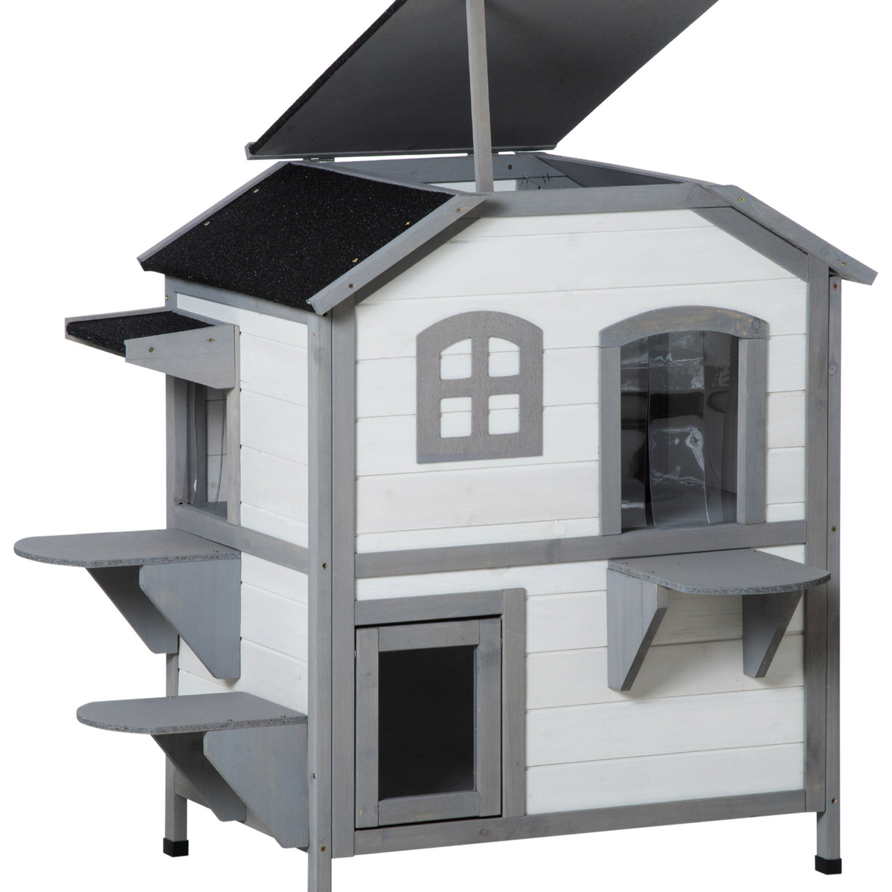 Tucker Murphy Pet™ Outdoor Cat Sanctuary - 2-story Wooden Enclosure ...