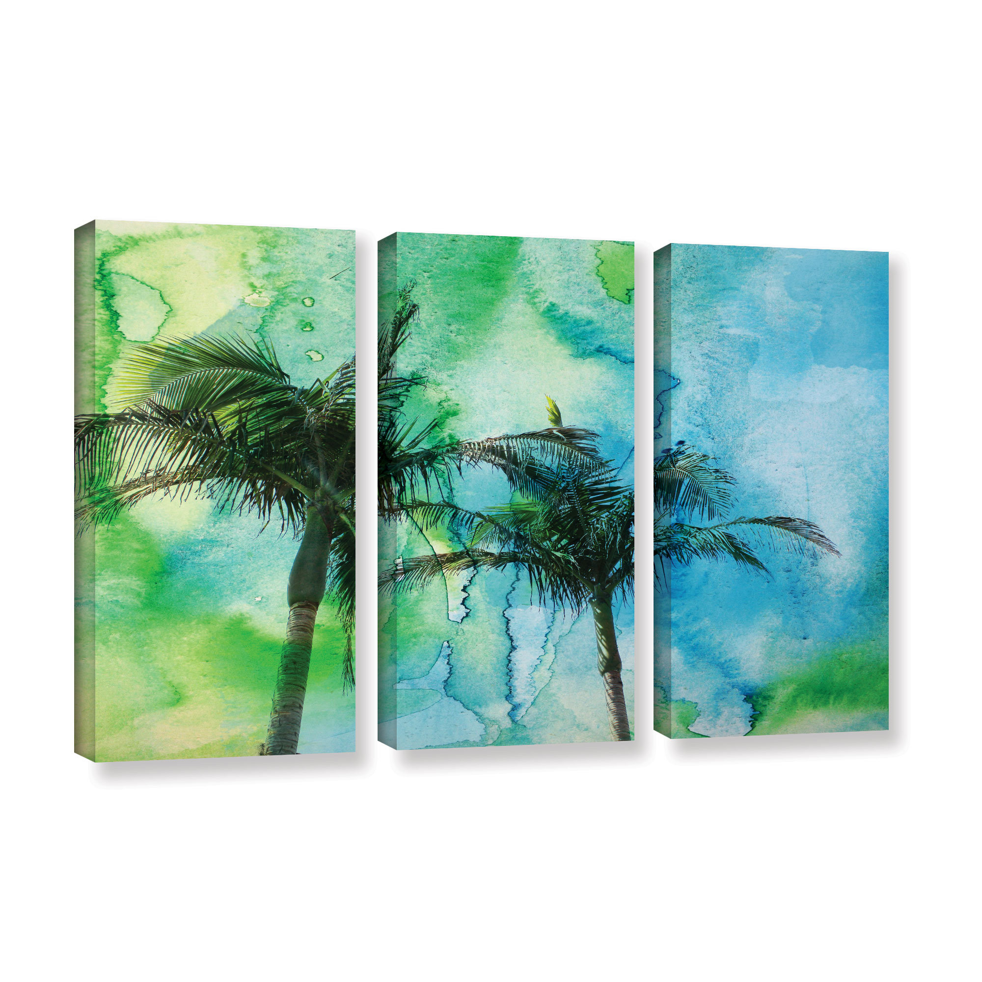 Bay Isle Home™ Palm Trees 3 Piece Painting Print on Wrapped Canvas Set ...