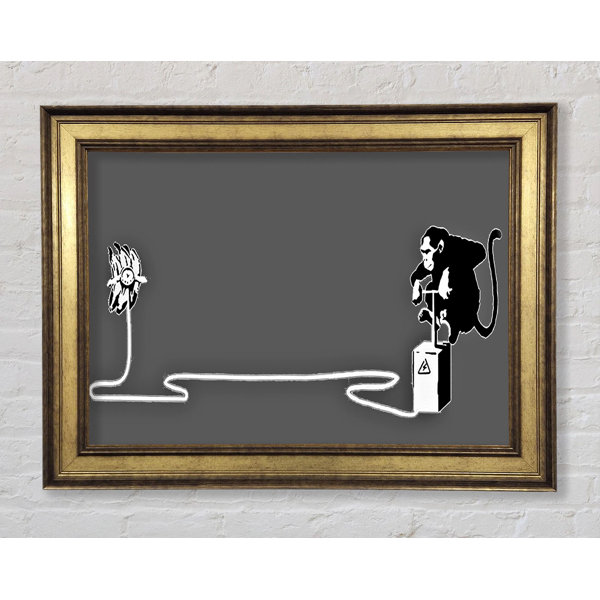 Happy Larry Monkey Banana Blaster Grey Framed Print | Wayfair.co.uk