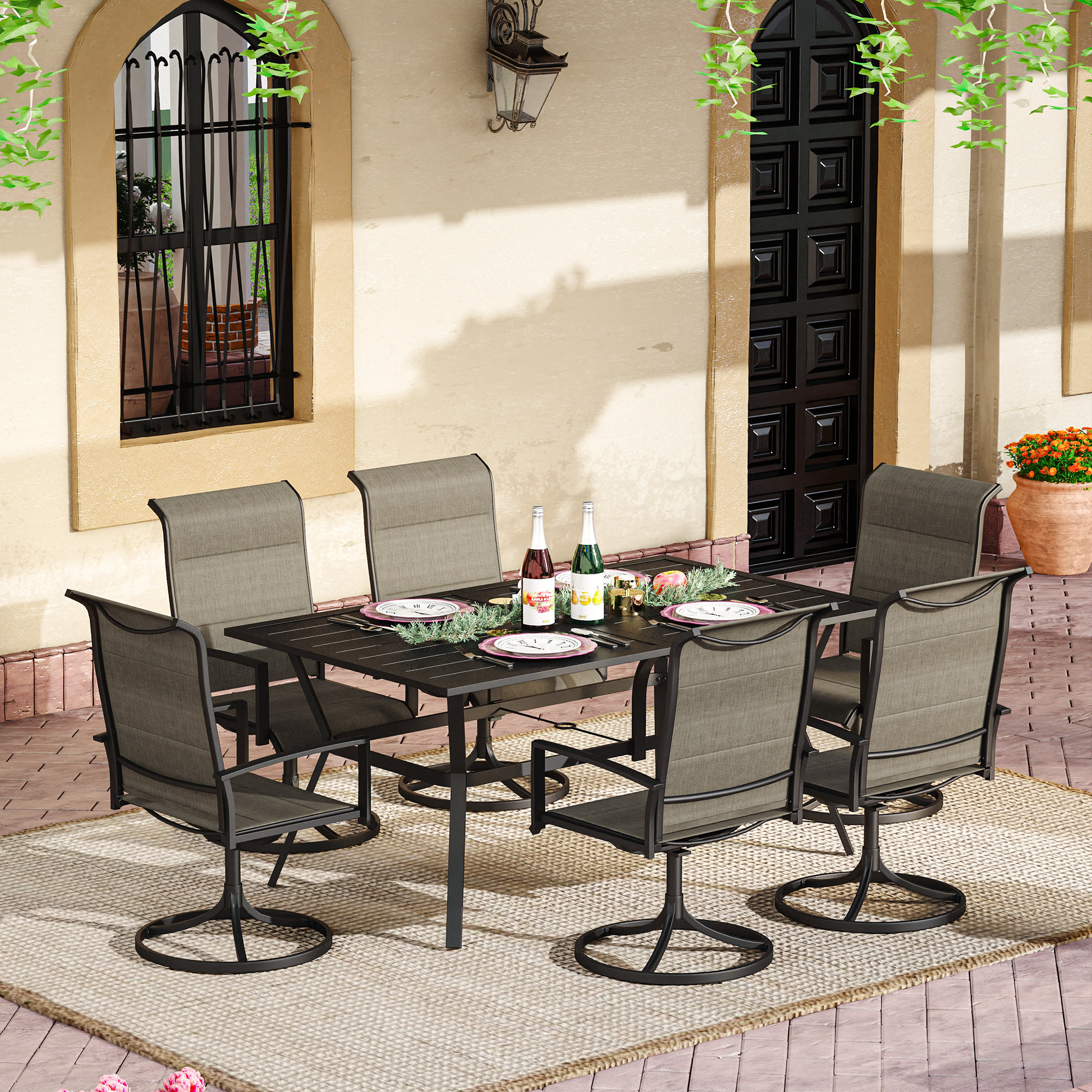 Wildon Home® Darryl Rectangular 6 - Person 59.2'' L Outdoor Restaurant Dining Set & Reviews ...