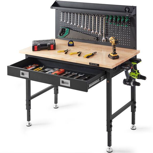 VEVOR 48"W Adjustable Height Wood Top Workbench & Reviews | Wayfair