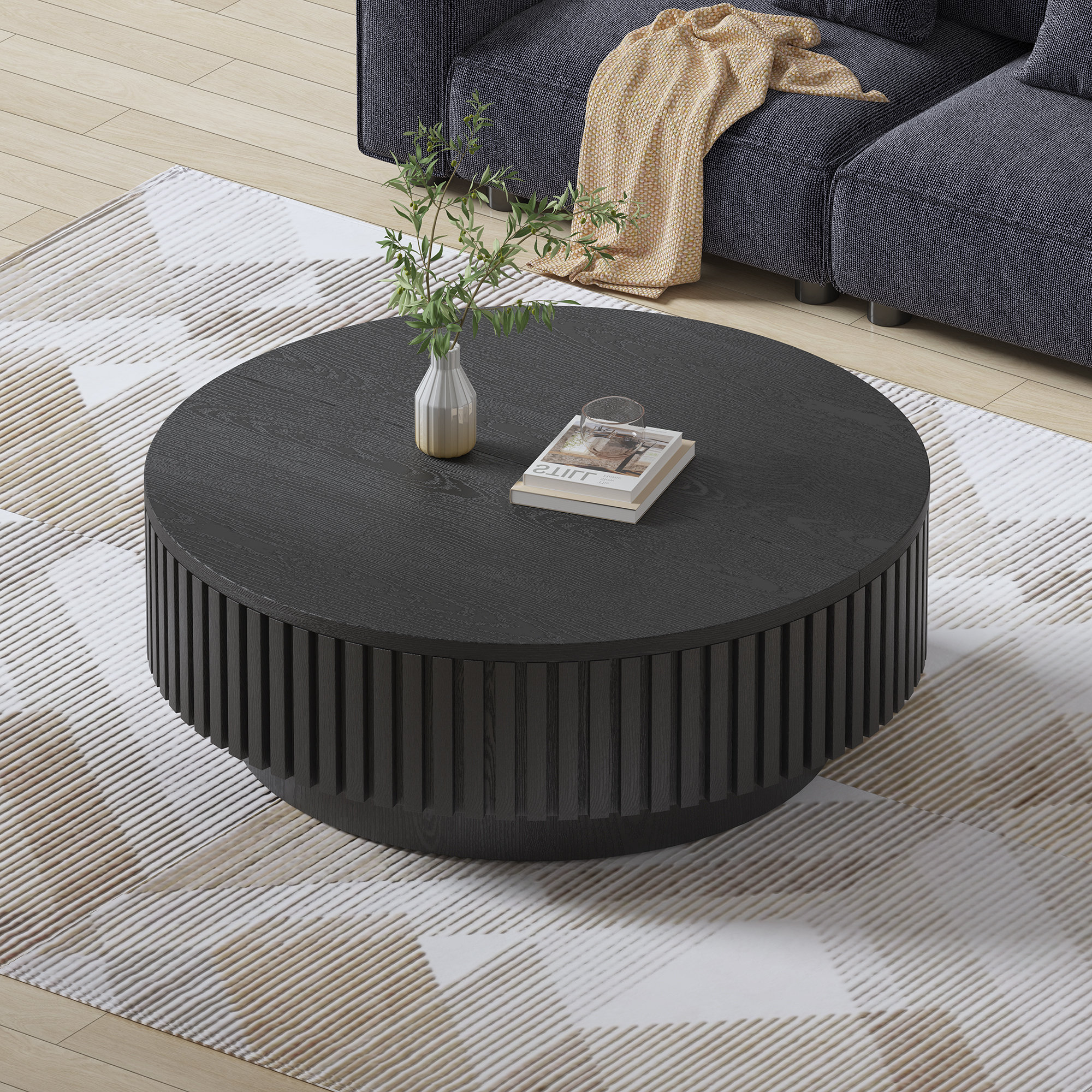 Ivy Bronx 31.5" Modern Round Coffee Table,Wood Coffee Table with ...