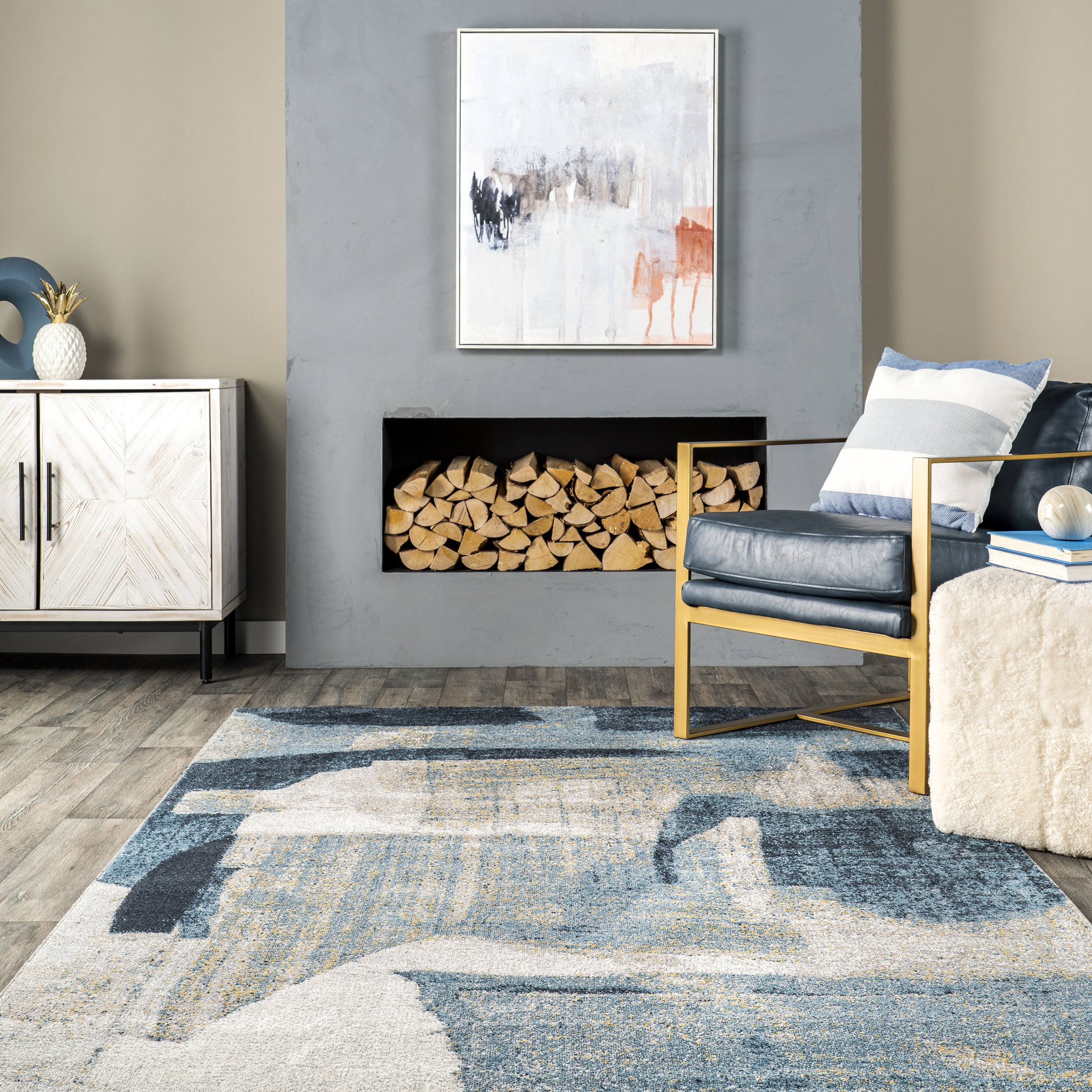 Orren Ellis Sherri Abstract Machine Washable Accent Rug for Living Room ...