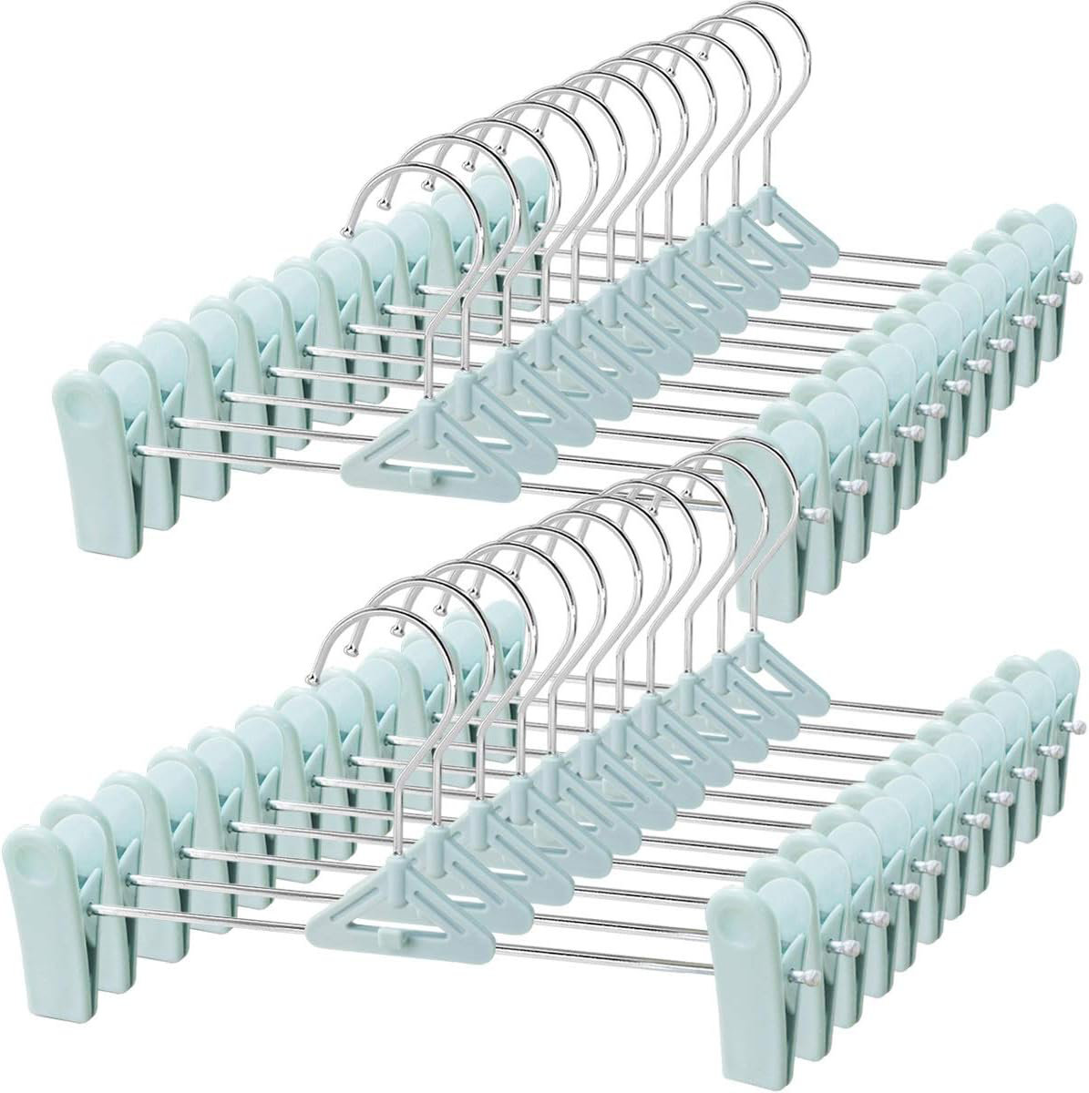 Rebrilliant Pants Hangers With Clips - 30 Pack Stackable Plastic Clip ...