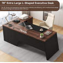 Latitude Run® 78-Inch L-Shaped Executive Desk Large Office Desk With ...