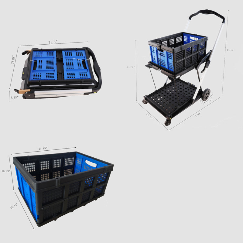 Go Peak Track Folding Service Cart With Wheels Double-Decker, Shopping ...