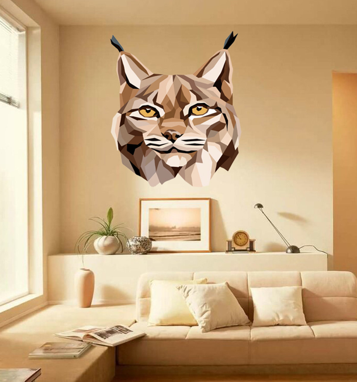 Lark Manor Lynx Animal Polygonal Wall Decal, Lynx Animal Polygon ...