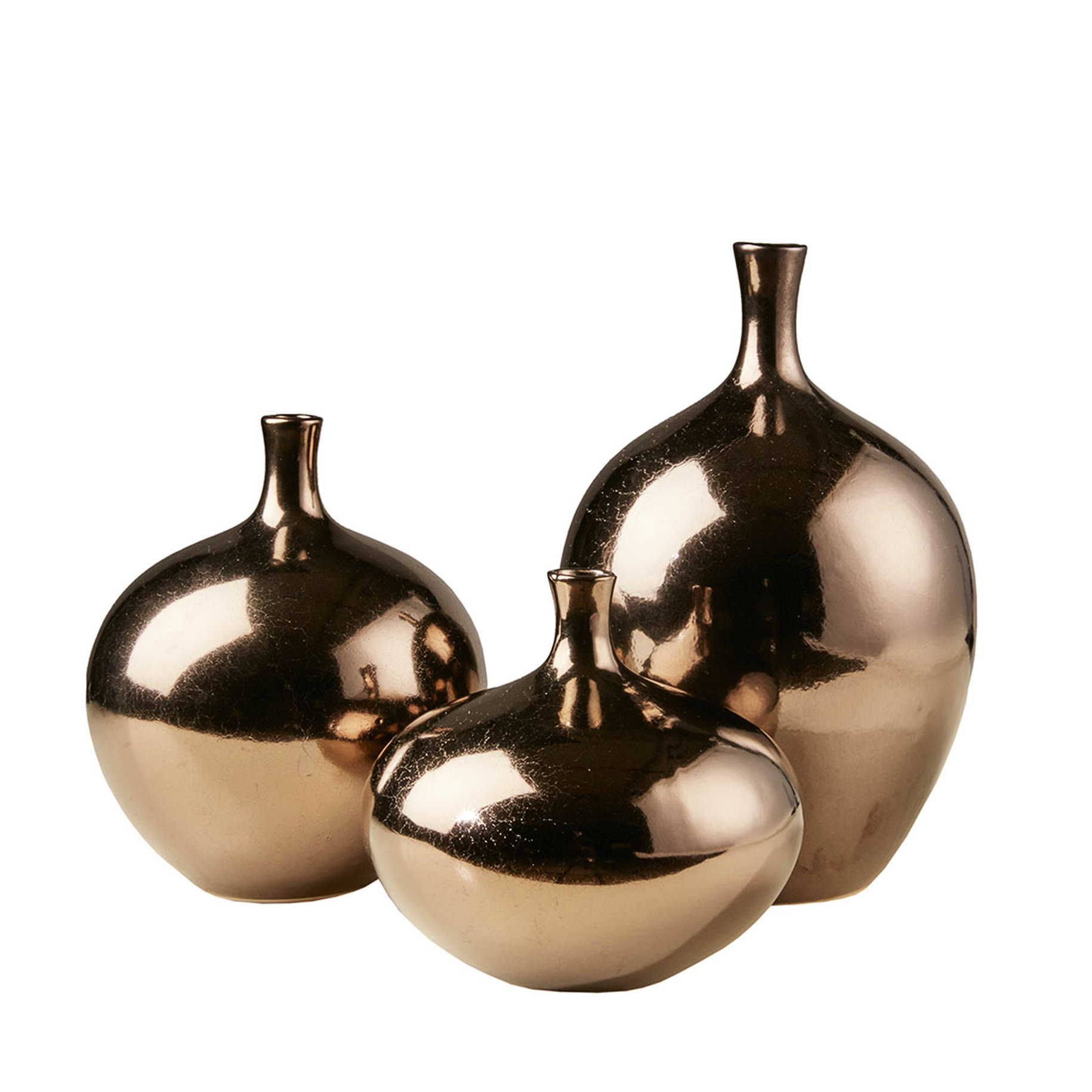 Mercer41 3 Of Mirrored Decorative Vases - , , Handmade, Rich Sheen ...