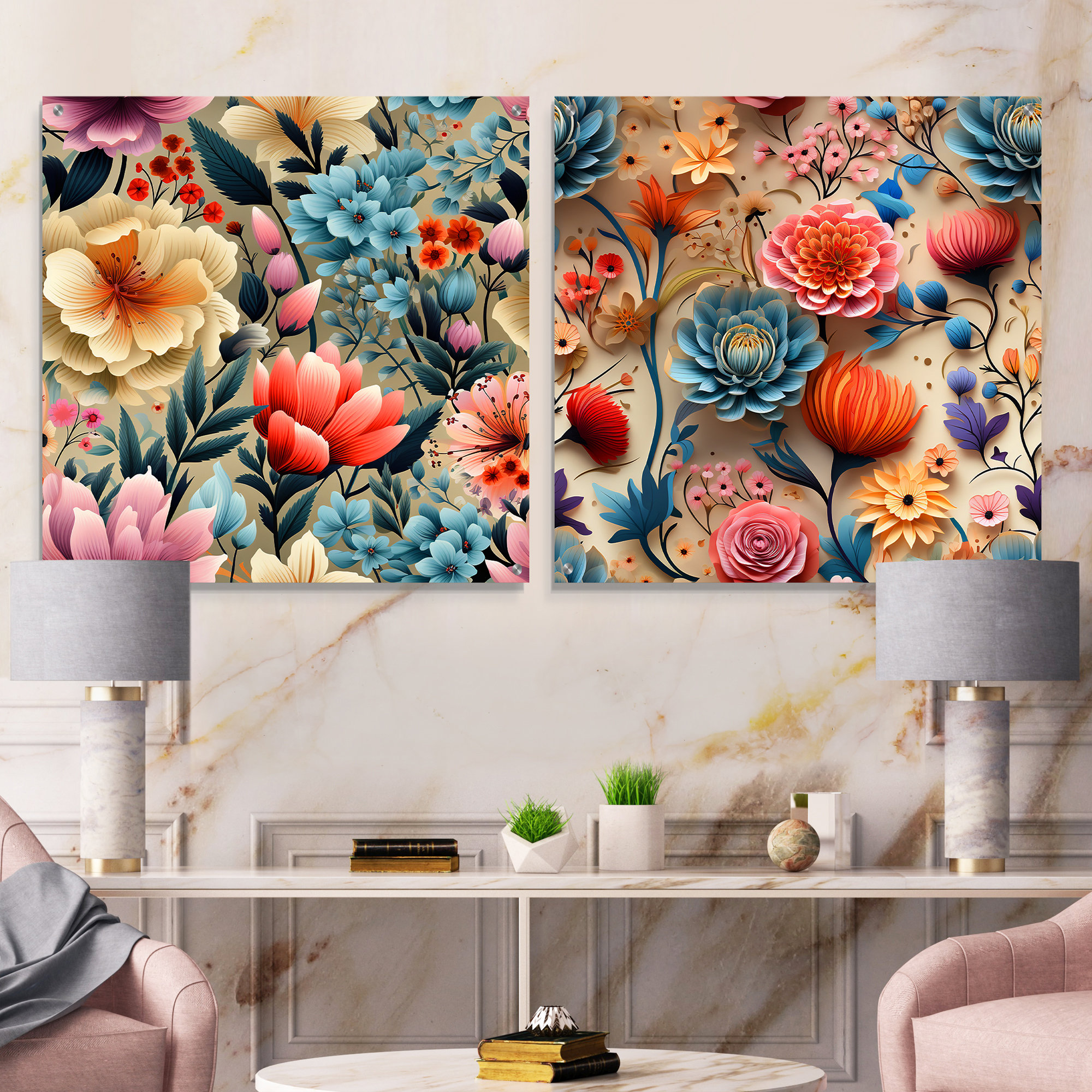 Design Art Pastel Rainbow Botanicals Pattern - Abstract Botanicals ...