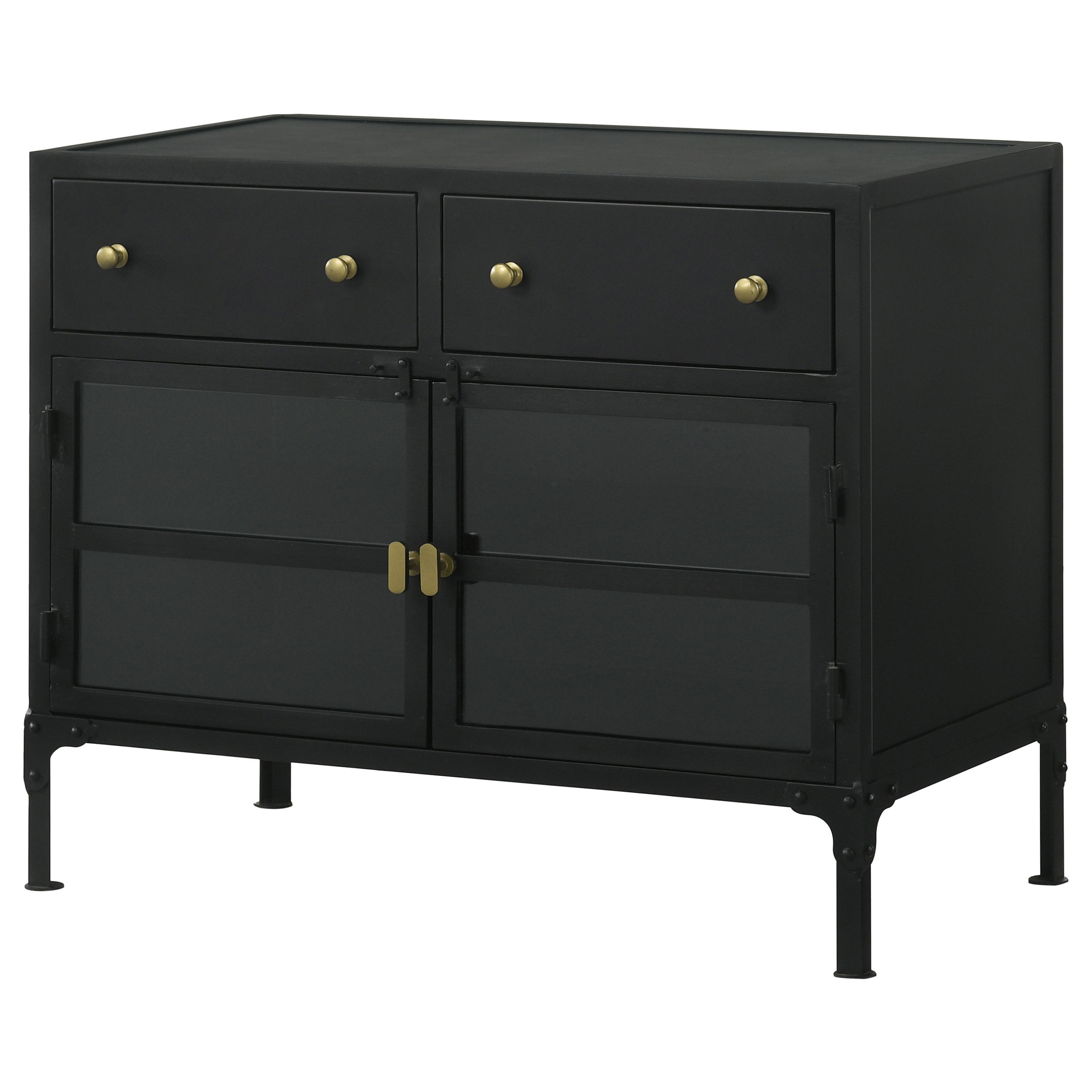 Alma Sadler 2-Drawer Metal Accent Storage Cabinet Matte Black | Wayfair