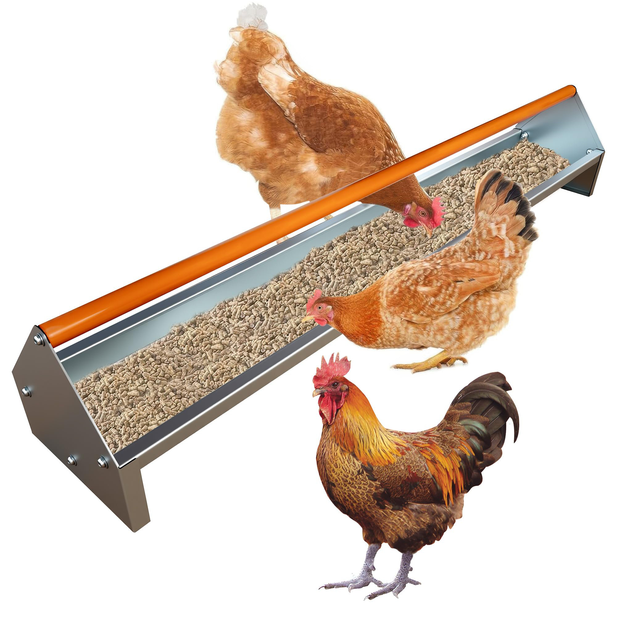 Archie & Oscar Chicken Feeding Trough, 115cm Heavy-Duty Galvanised ...