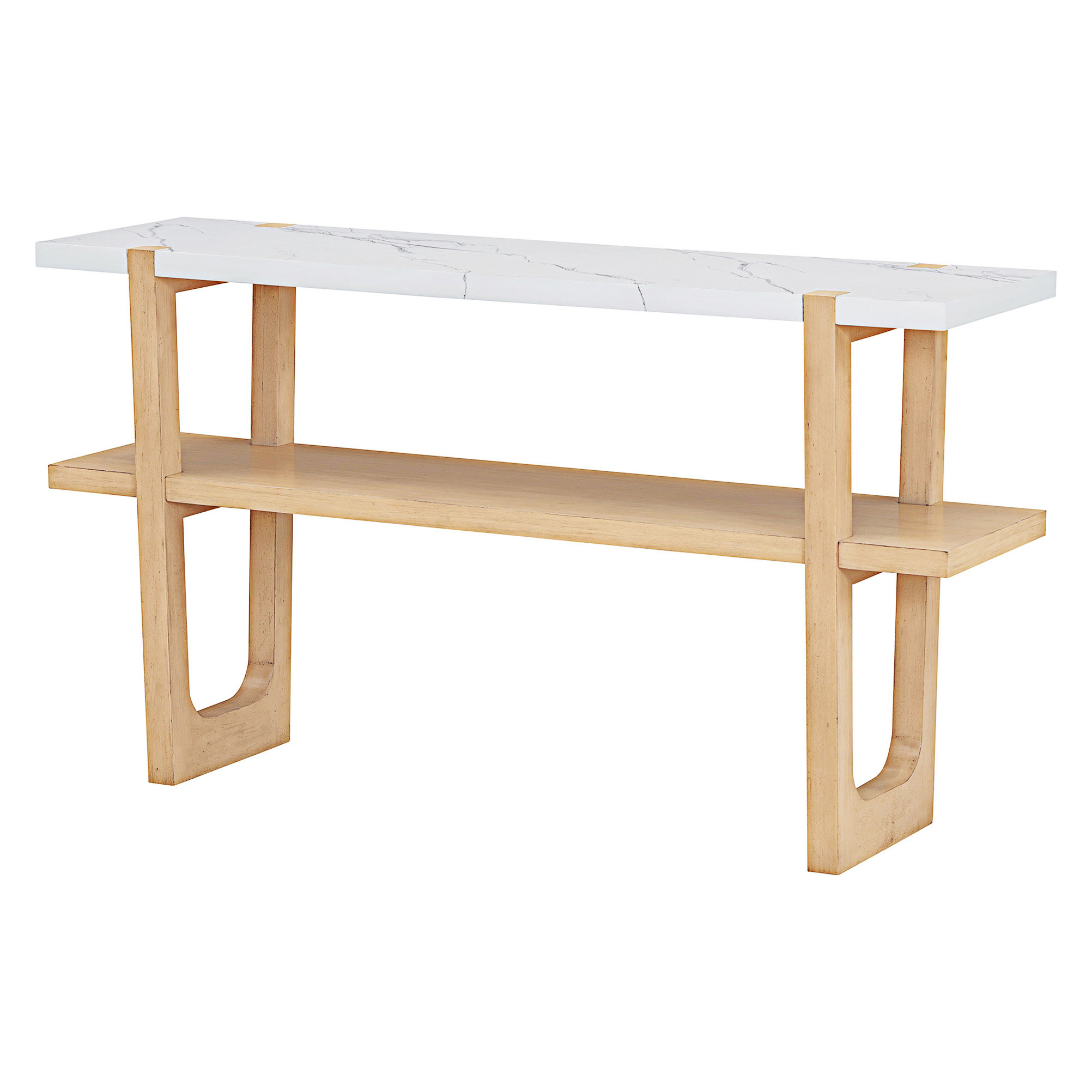 Latitude Run® Retro Elegant Console Table With Marble-Effect Top And ...
