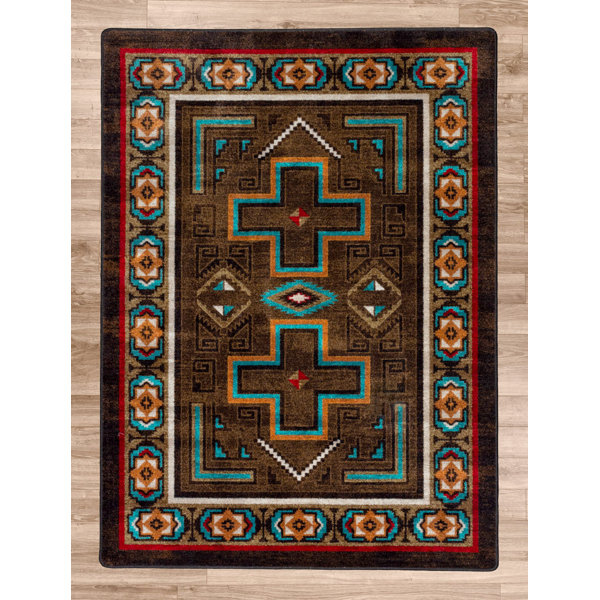 Dakota Fields Southwestern Brown/Turquoise Area Rug "& Reviews" | Wayfair