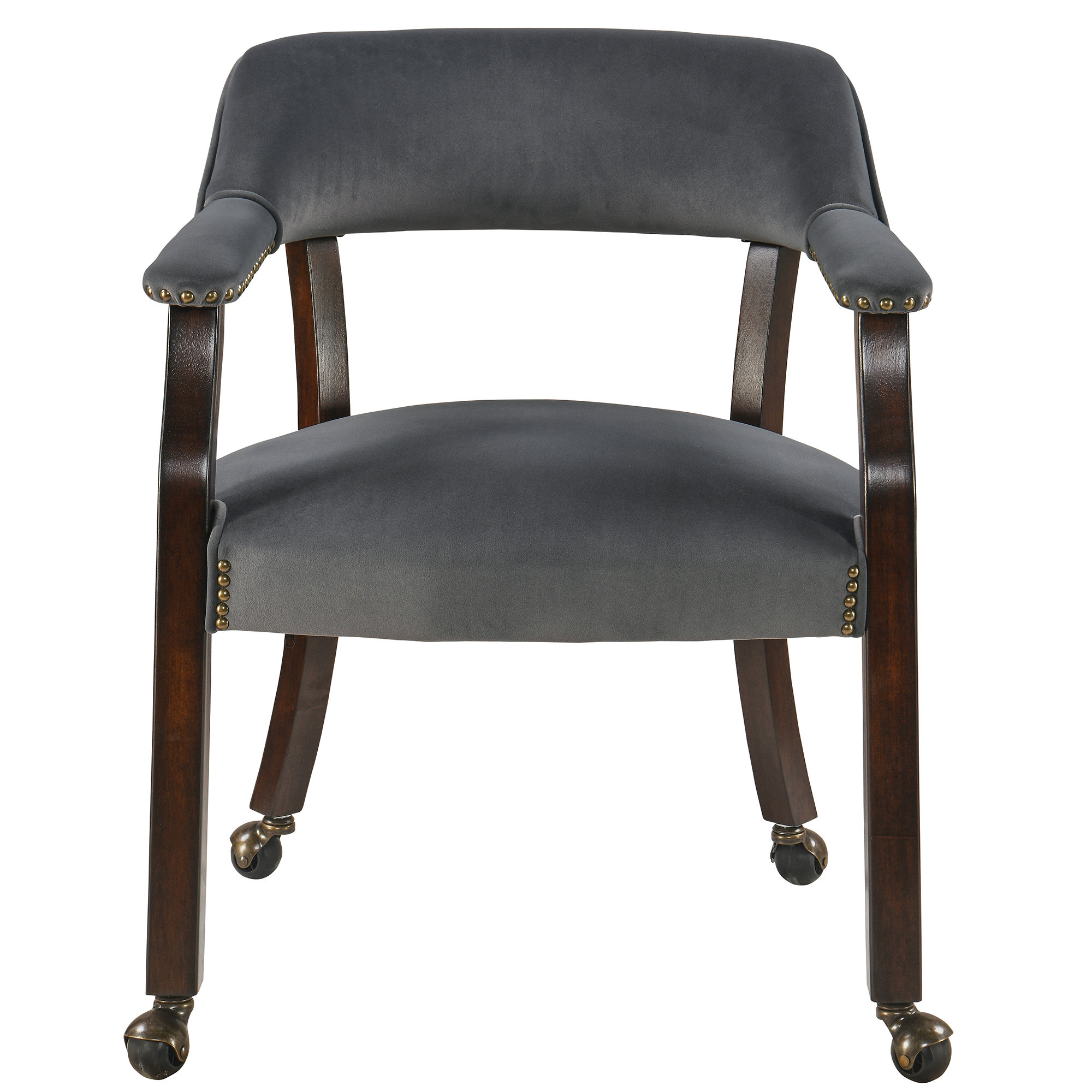 Winston Porter Fabric Dining Chairs With Arms And Casters | Wayfair