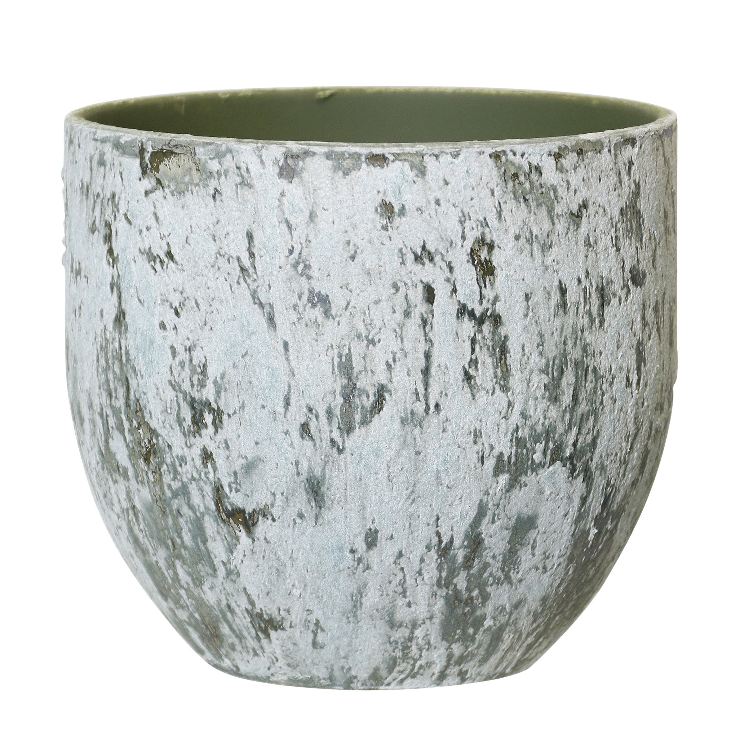 17 Stories Alfonzo Planter Pot - Hand Painted Dirty Green | Wayfair