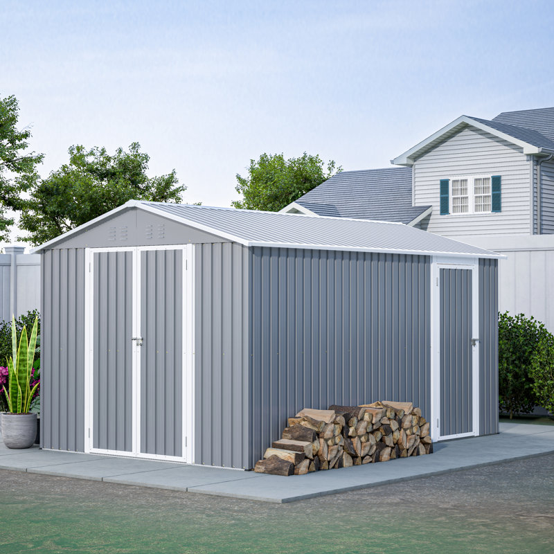 Thanaddo 8 ft. W x 12 ft. D Outdoor Metal Storage Shed With Side Door ...