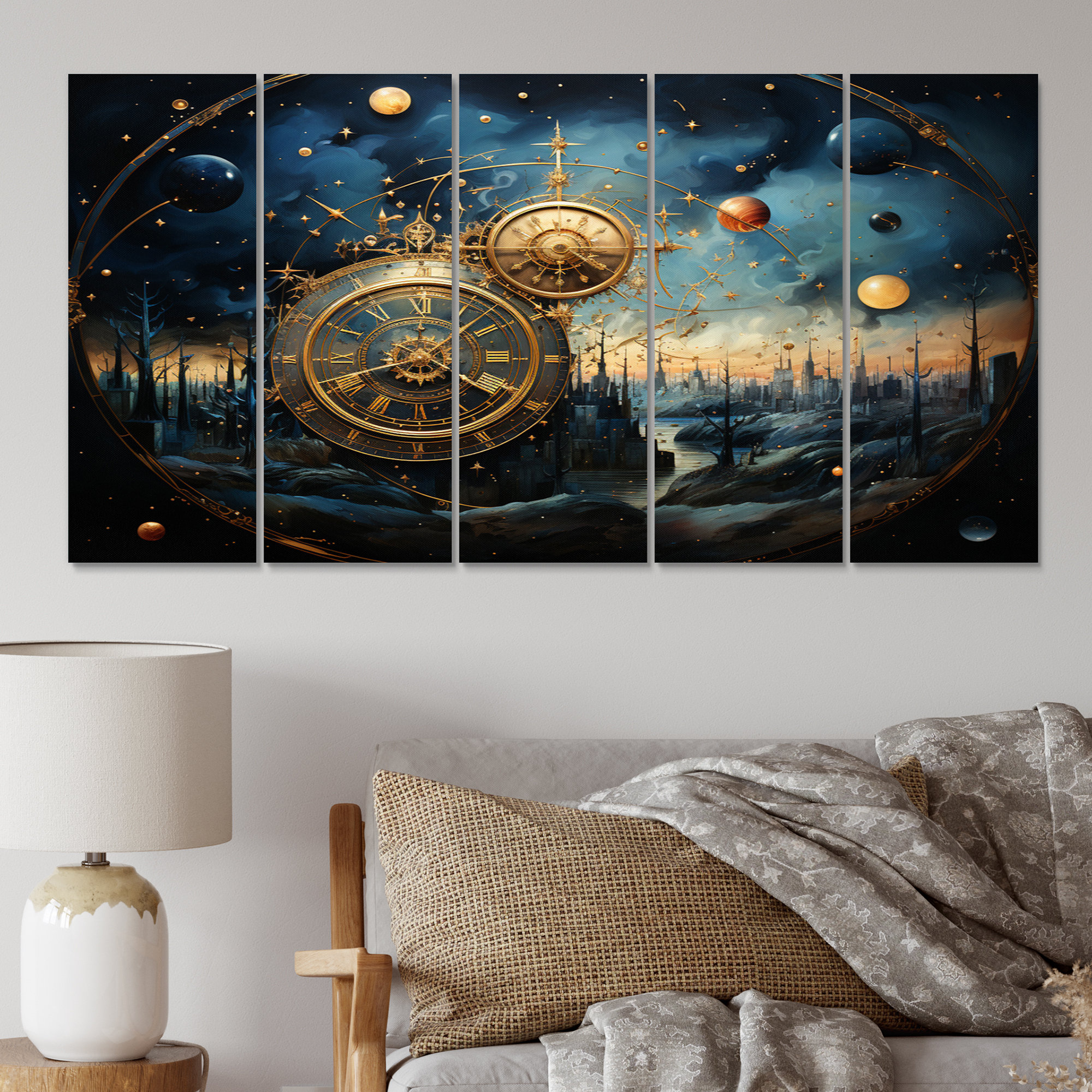 Red Barrel Studio® Astrology Cosmic Map This 5 Pieces Metal Wall Art ...