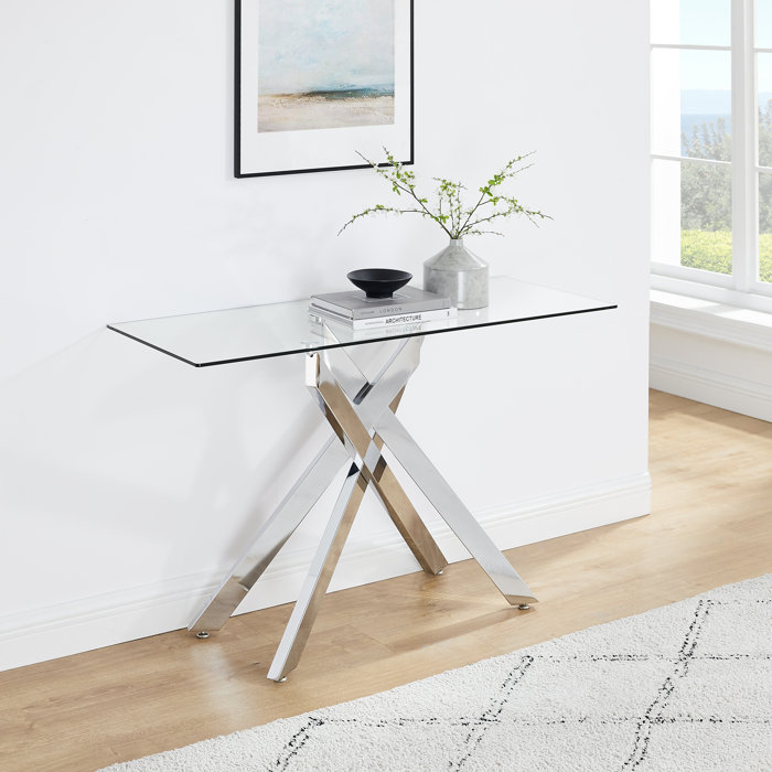 Mercer41 45.3'' Glass Top Console Table & Reviews | Wayfair