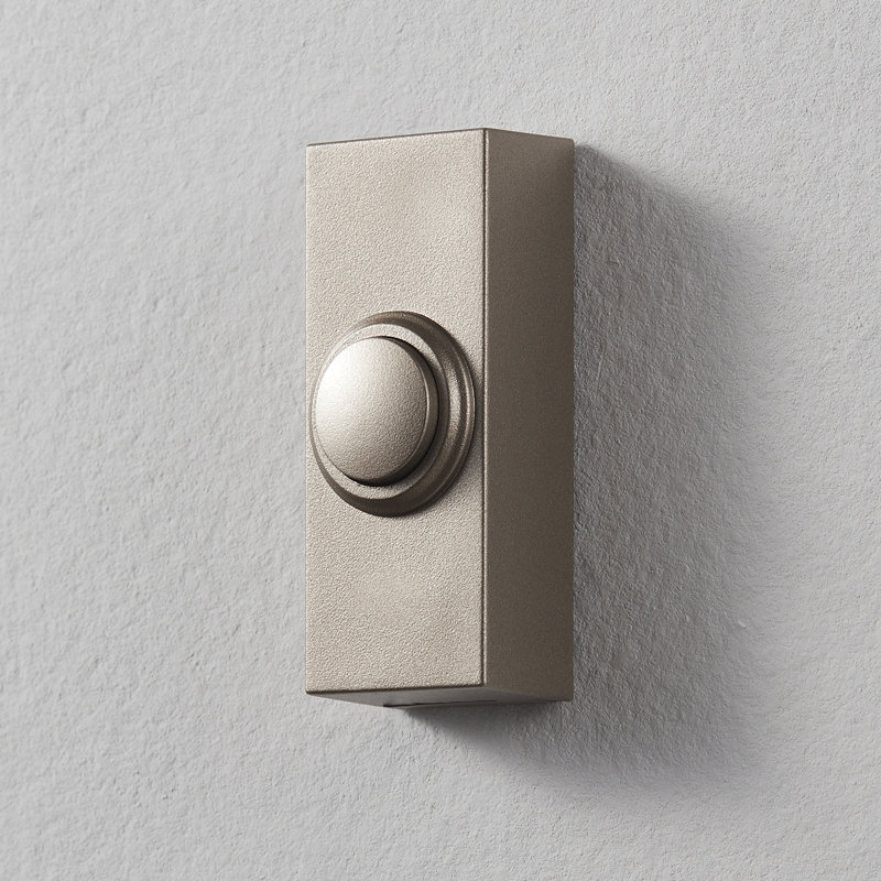 Symple Stuff Heath Zenith Satin Nickel Wireless Push Doorbell Button ...
