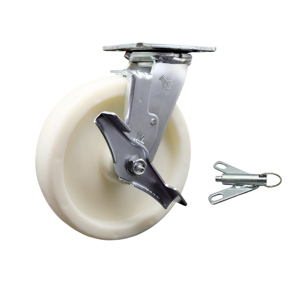 Service Caster Nylon Caster with Ball Bearing and Brake/Swivel Lock ...
