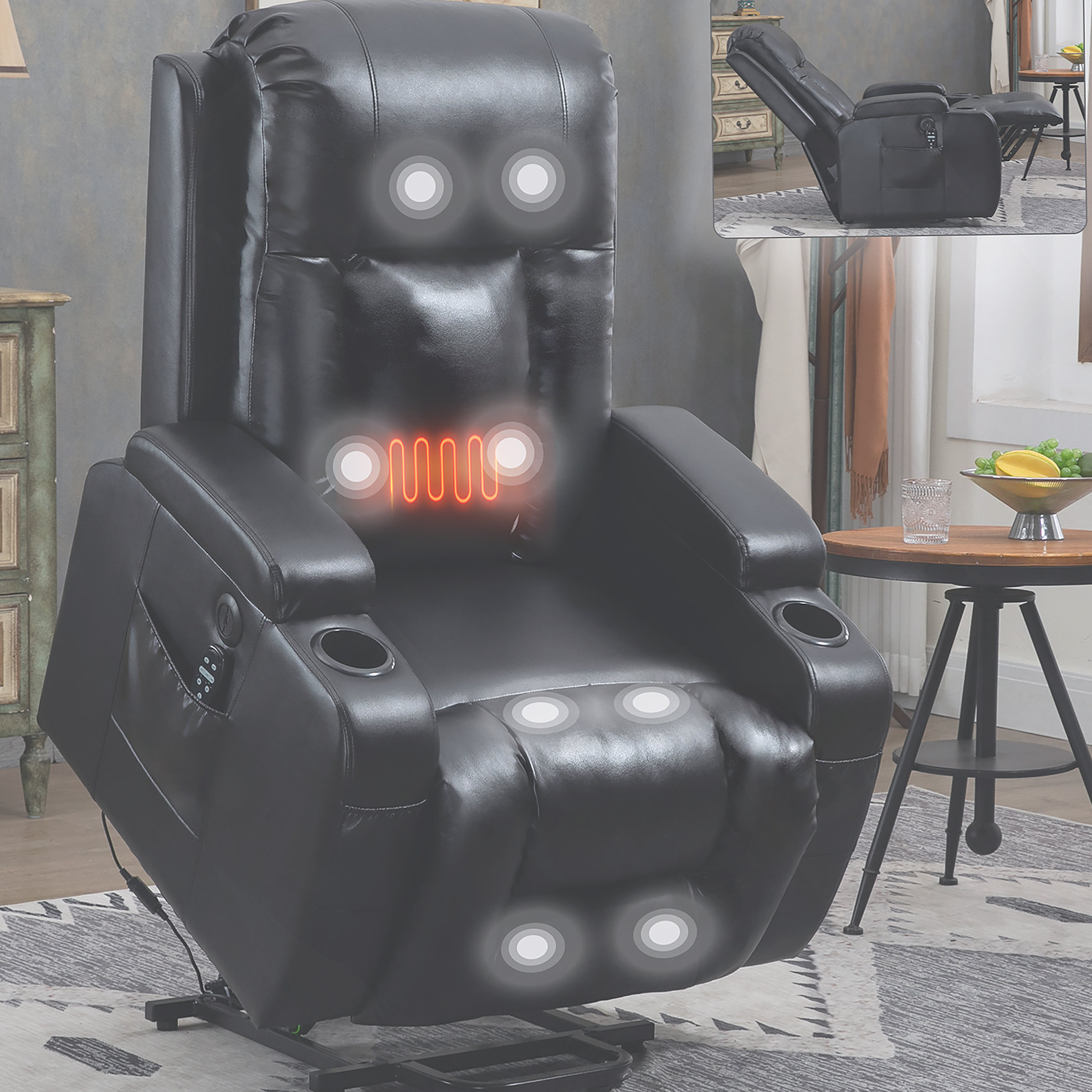 Hokku Designs Infinite Position Up to 350 LBS Power Lift Recliner Chair ...